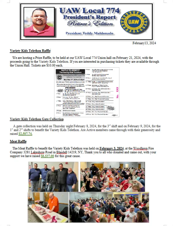 Retiree Update - February 13, 2024 | UAW Local 774