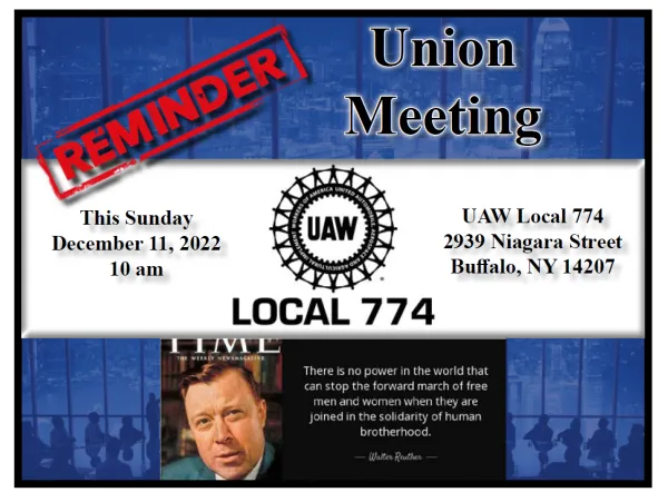 Union Meeting Reminder | UAW Local 774