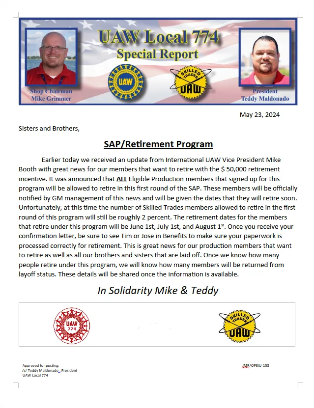 Special Report - May 23, 2024 | UAW Local 774 Special Report - May 23, 2024 | UAW Local 774